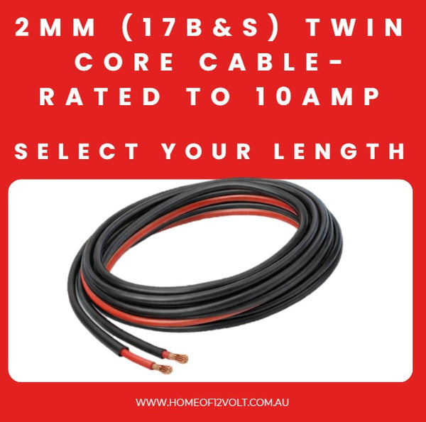 2MM (17B&S) TWIN CORE CABLE- RATED TO 10A – Home of 12 Volt Northern